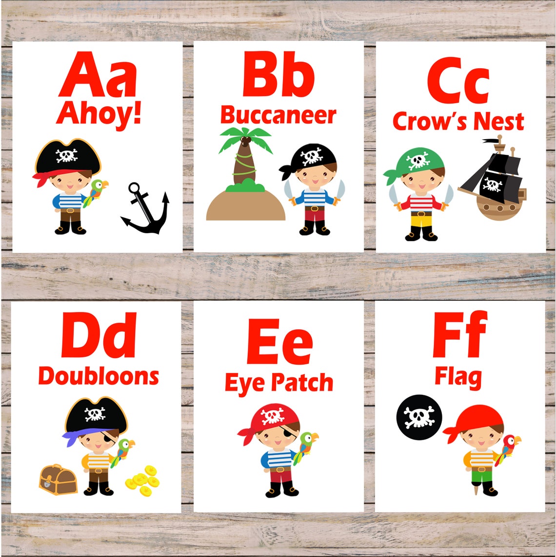 Printable, Preschool Learning Flash Cards, Pirates, Printable Alphabet ...