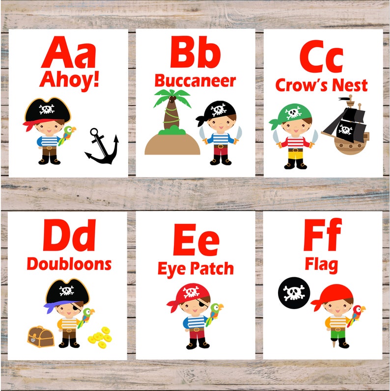 Printable, Preschool Learning Flash Cards, Pirates, Printable Alphabet ...
