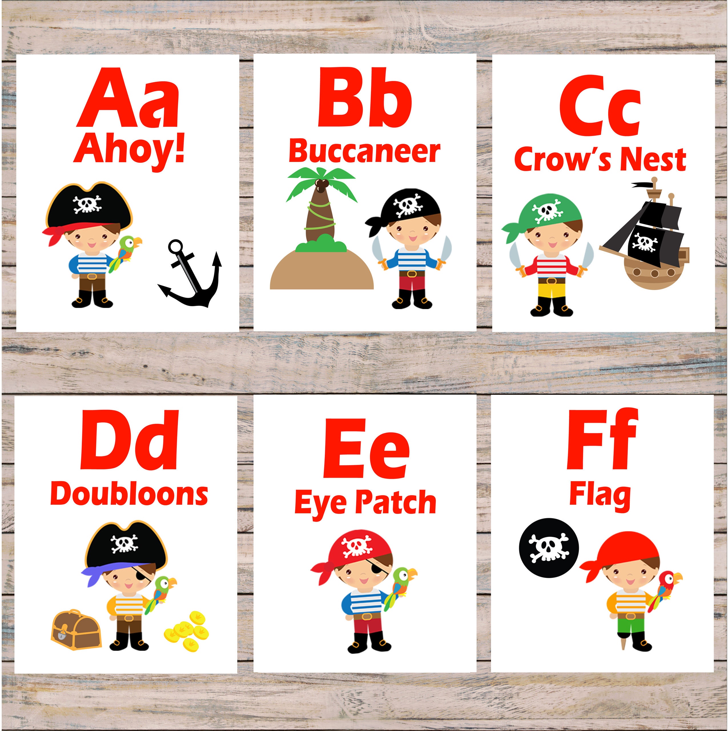 Printable, Preschool Learning Flash Cards, Pirates, Printable Alphabet ...