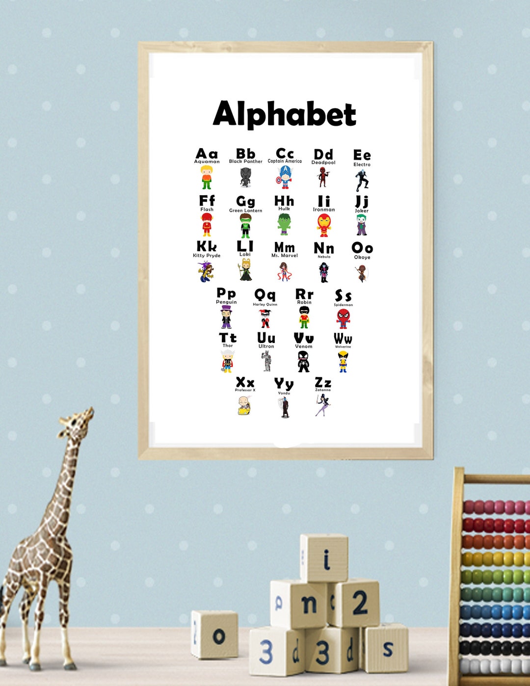 Superhero Nursery Decor, Superhero Printable Poster, Alphabet Poster ...
