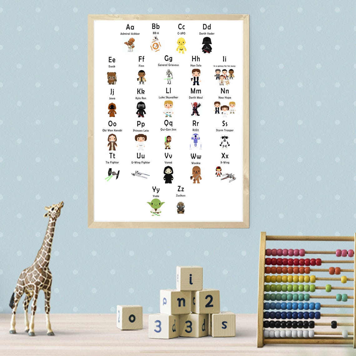 Star Wars, Printable Poster, Alphabet Poster, Nursery Decor, Digital ...