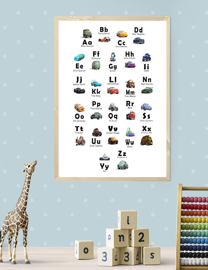 Cars, Printable Poster, Alphabet Poster, Nursery Decor, Digital ...
