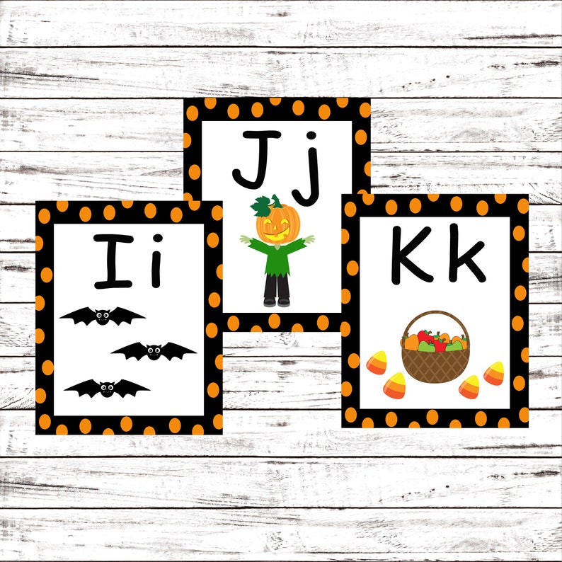 Printable Flash Cards Halloween Alphabet Cards Preschool - Etsy