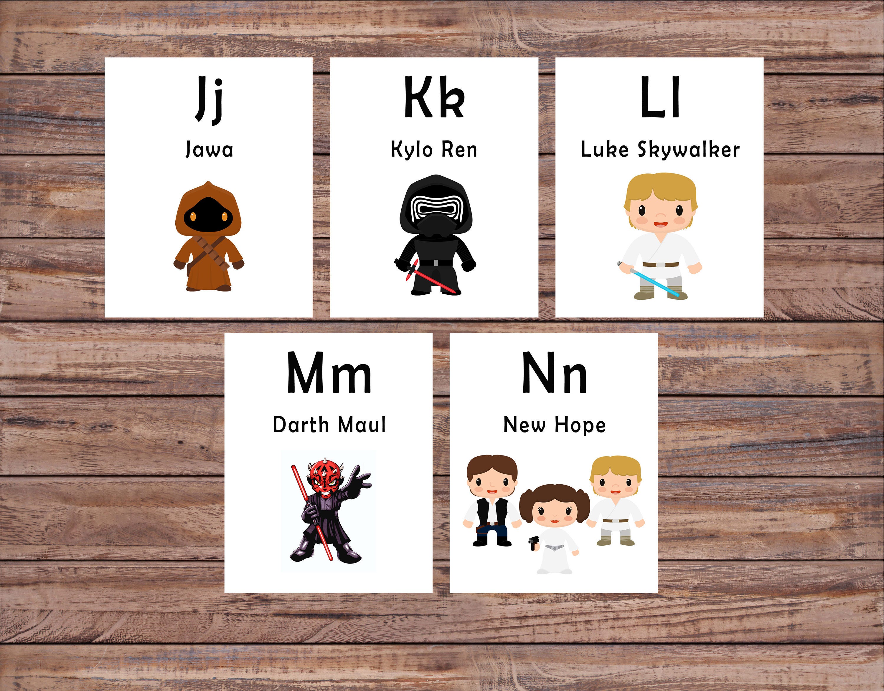 Alphabet Flash Cards Montessori Toys Star Wars Digital | Etsy