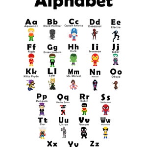 ABC Printable Flash Cards, Learning Toys, Superhero, Printable Alphabet ...