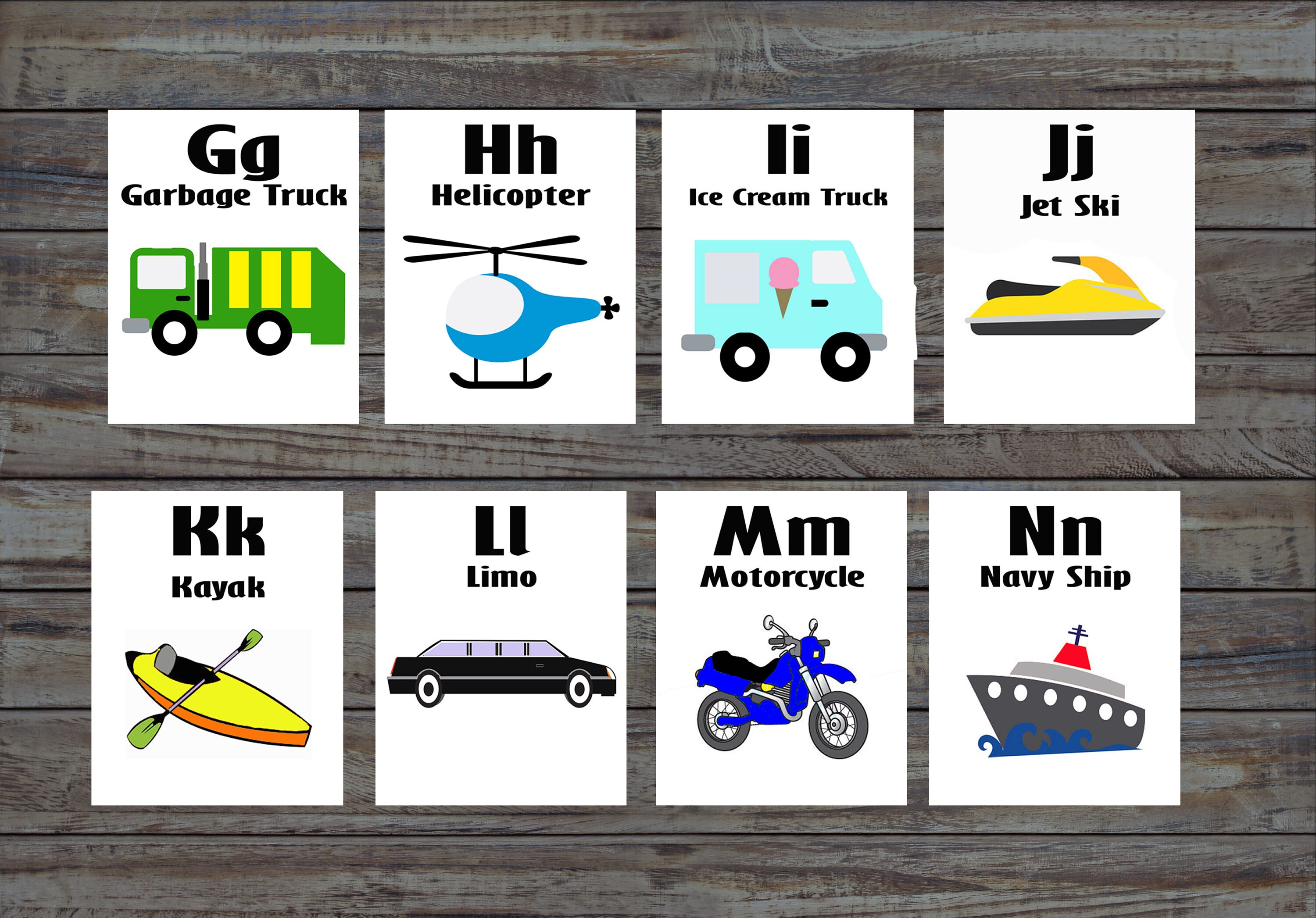 Flash Cards, Transportation, Alphabet Cards, Learning Toys, Educational ...