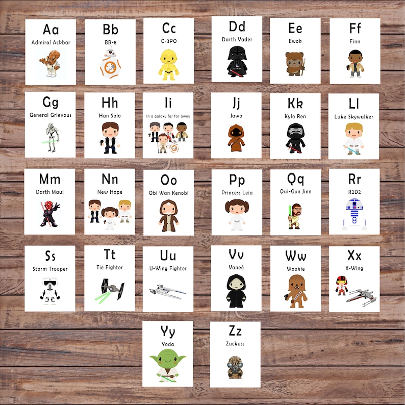 Flash Cards, Star Wars, Alphabet Cards, Learning Toys, Educational Toys ...
