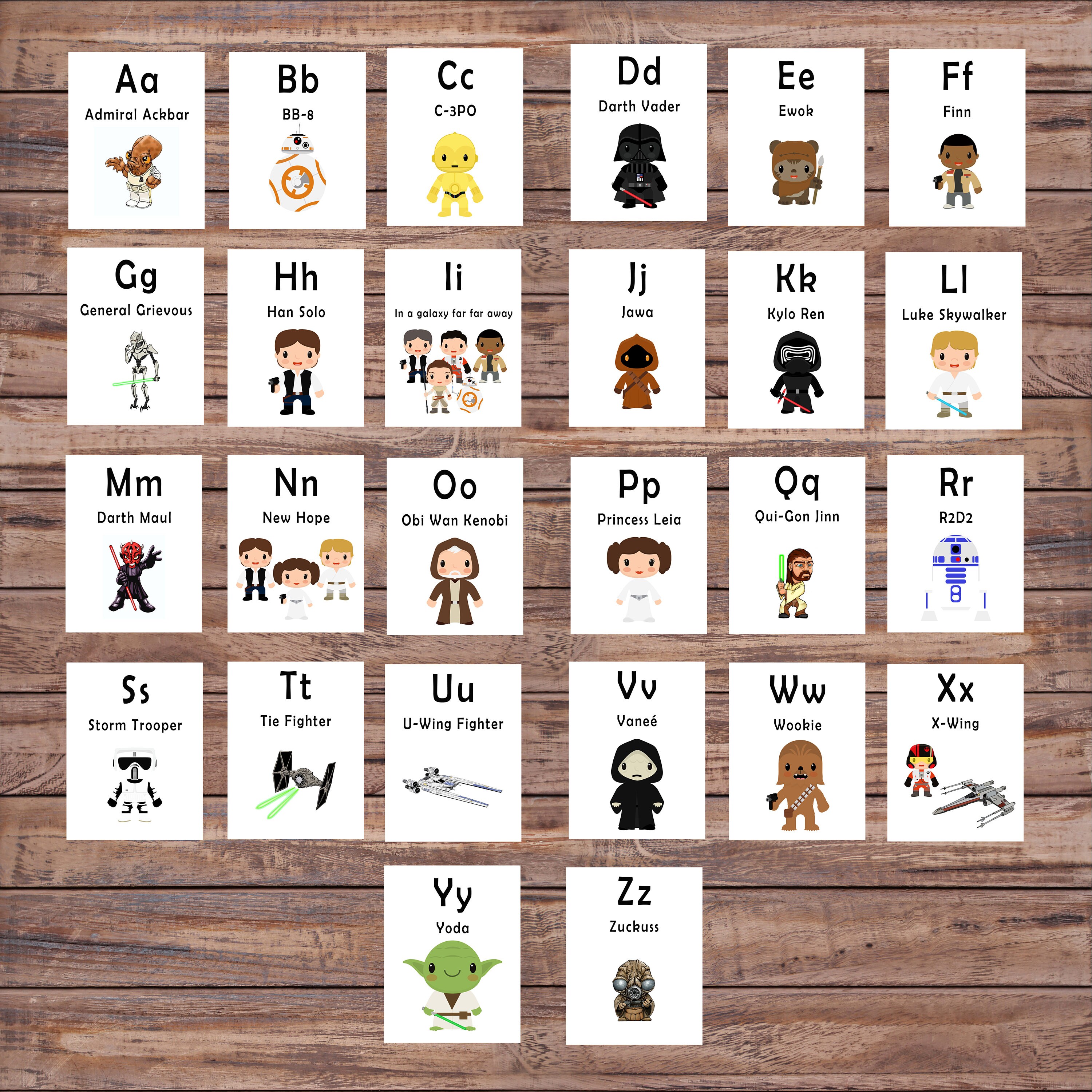 Flash Cards, Star Wars, Alphabet Cards, Learning Toys, Educational Toys ...