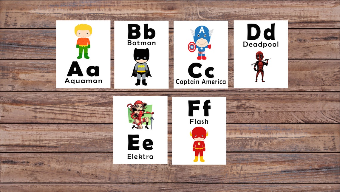 Flash Cards, Superhero, Alphabet Cards, Learning Toys, Educational Toys ...
