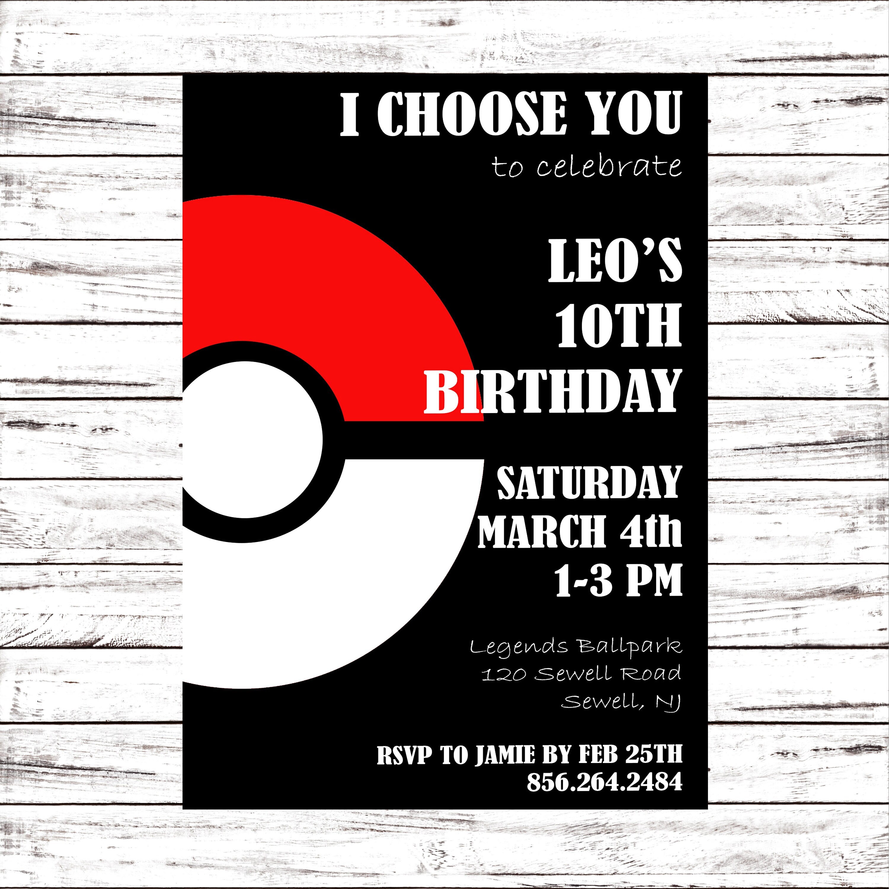 I Choose You Birthday Invitation, Pokemon Birthday Party, Boy Pikachu ...
