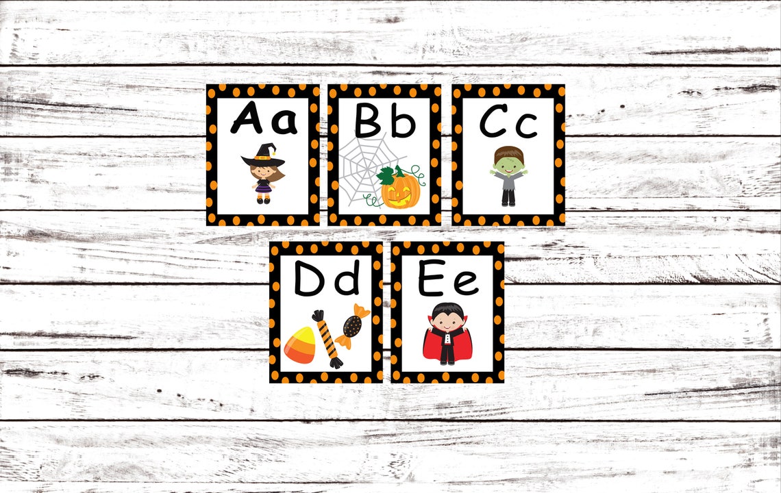 Printable Flash Cards Halloween Alphabet Cards Preschool - Etsy
