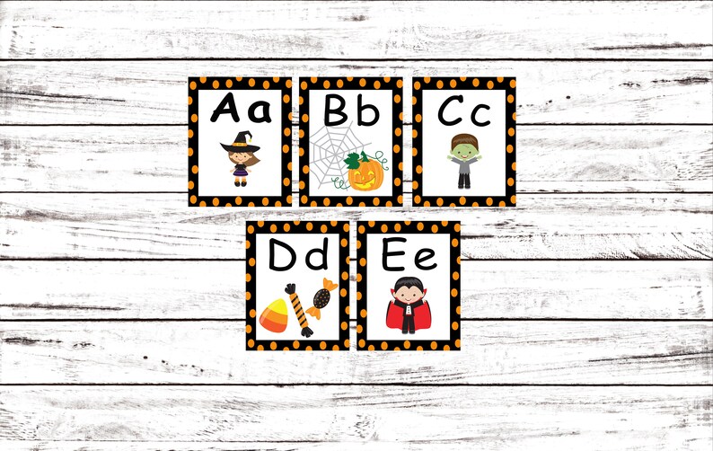 Printable Flash Cards Halloween Alphabet Cards Preschool - Etsy