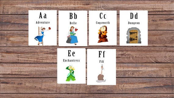 Beauty & Beast Alphabet Flash Cards Princess Learning Toys | Etsy