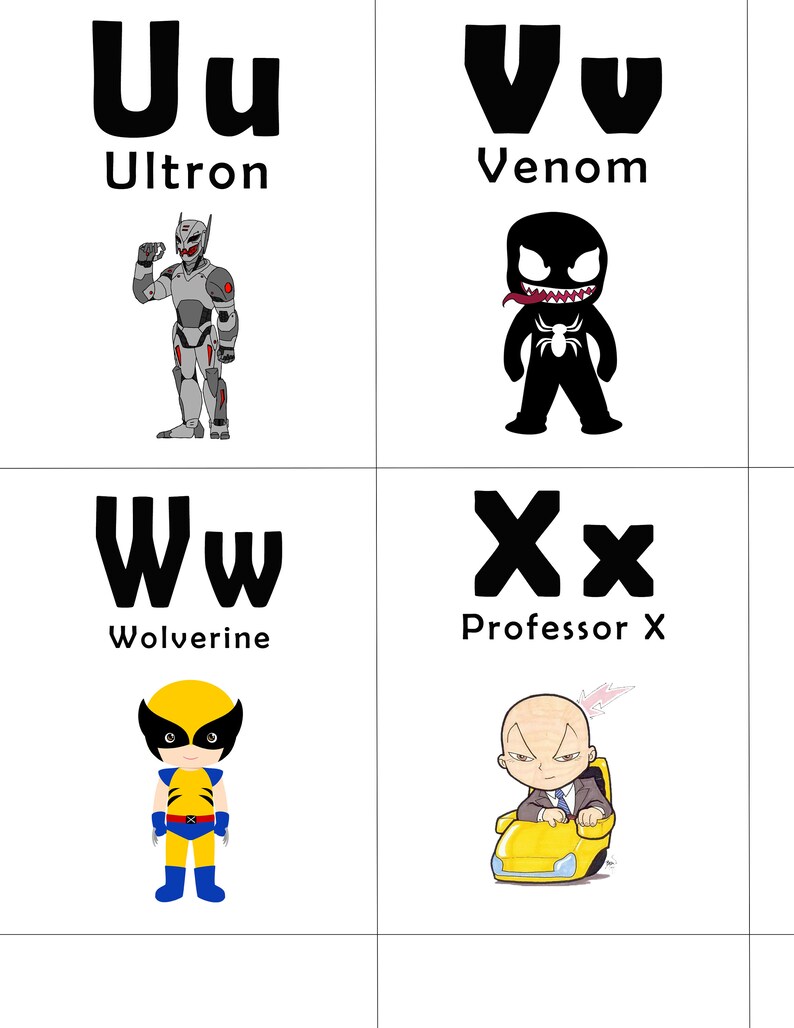 ABC Printable Flash Cards, Learning Toys, Superhero, Printable Alphabet ...