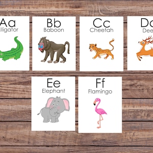 Jungle Animal Alphabet Flash Cards, Zoo Animals Learning Toys ...