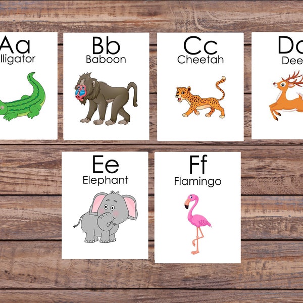 Zoo Animal Alphabet Cards - Etsy