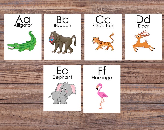 Jungle Animal Alphabet Flash Cards Zoo Animals Learning Toys - Etsy