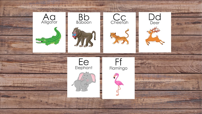 Jungle Animal Alphabet Flash Cards, Zoo Animals Learning Toys ...