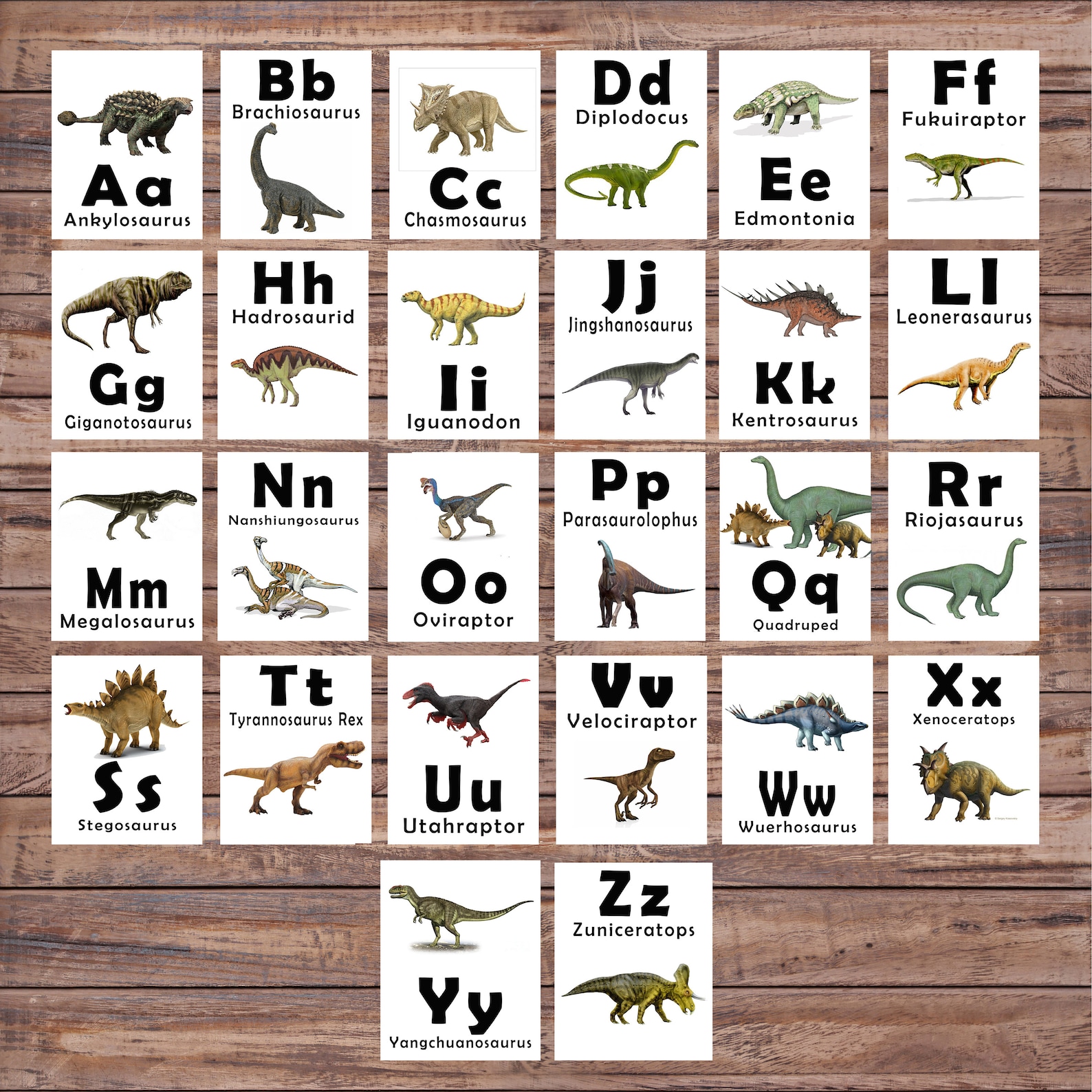 Dinosaur ABC Printable Flash Cards, Learning Toys, Dinosaurs, Printable ...