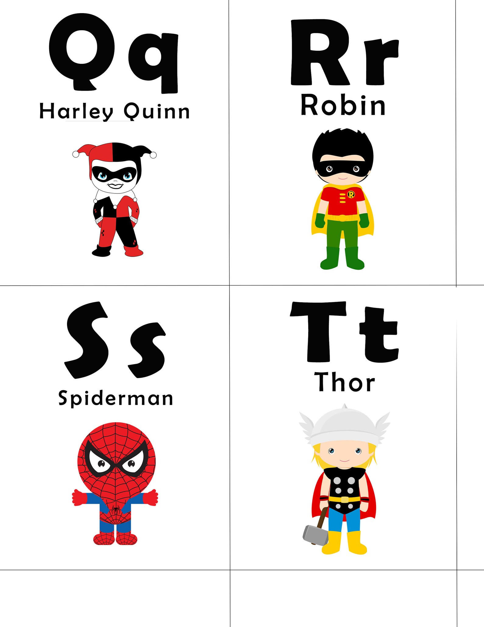 ABC Printable Flash Cards, Learning Toys, Superhero, Printable Alphabet ...