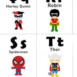 ABC Printable Flash Cards, Learning Toys, Superhero, Printable Alphabet ...