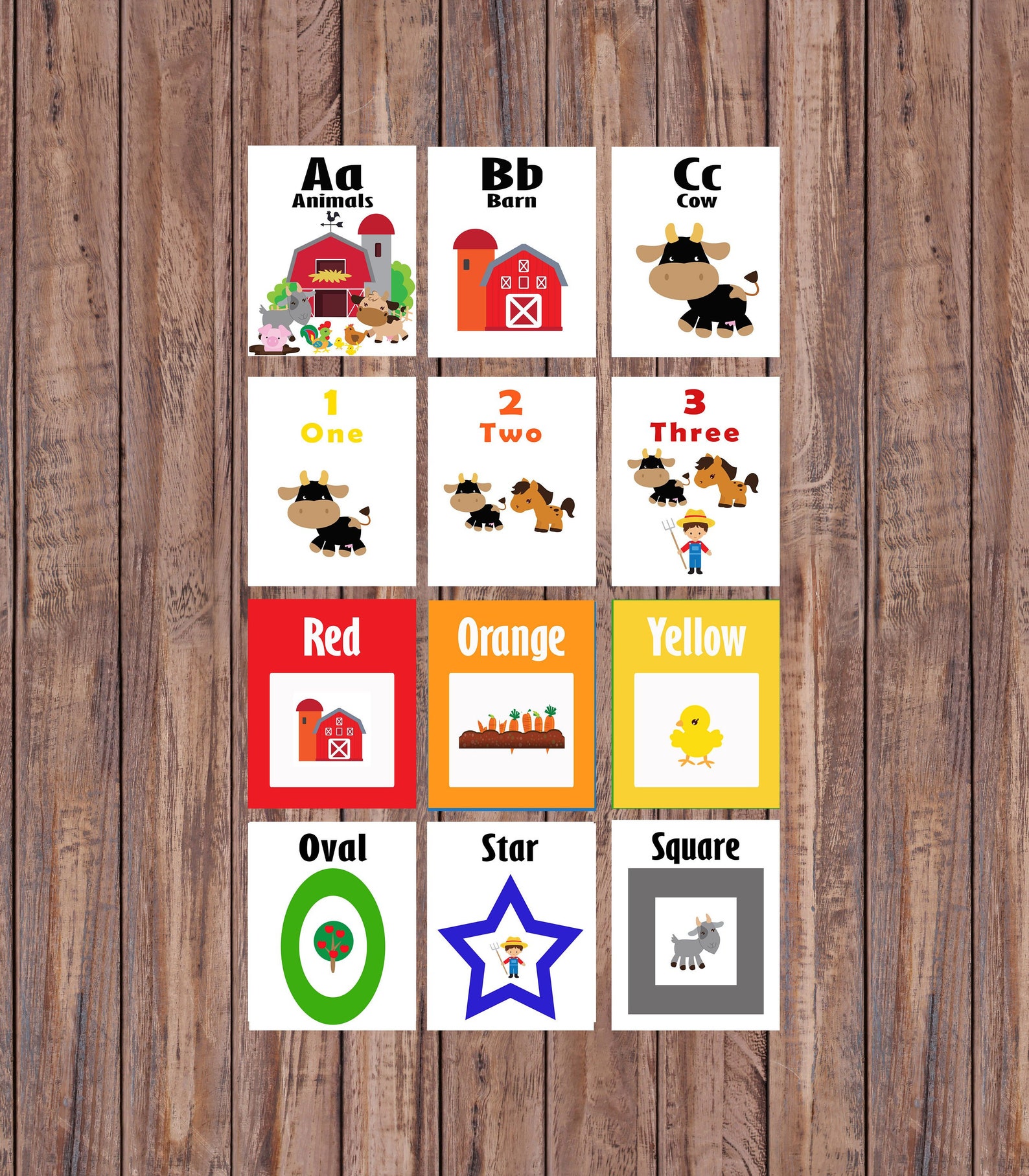 Printable Preschool Flash Cards, Farm Animals Learning Numbers ...