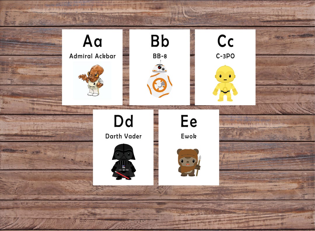 Alphabet Flash Cards, Montessori Toys, Star Wars, Digital Download ...