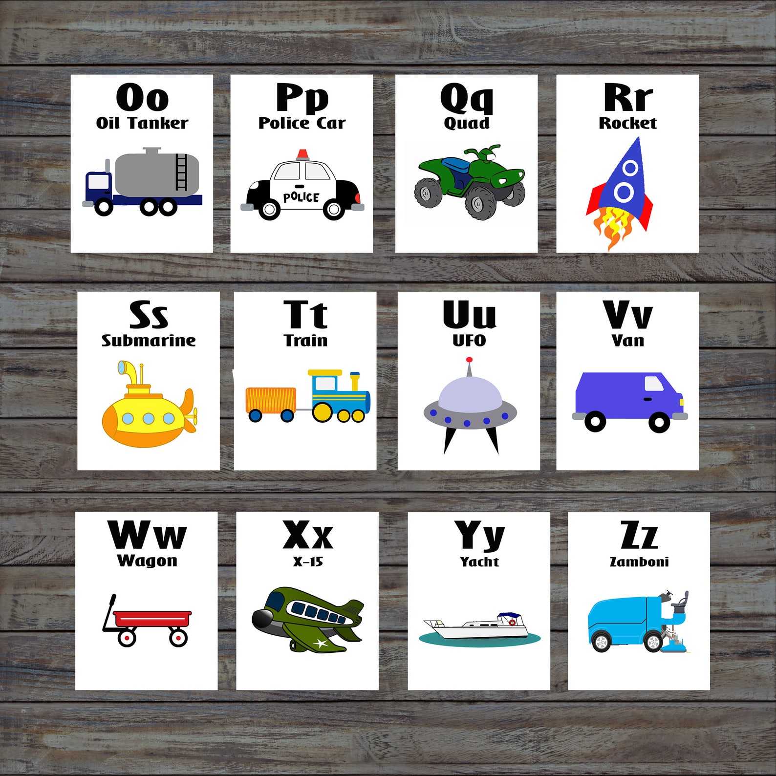Flash Cards, Transportation, Alphabet Cards, Learning Toys, Educational ...