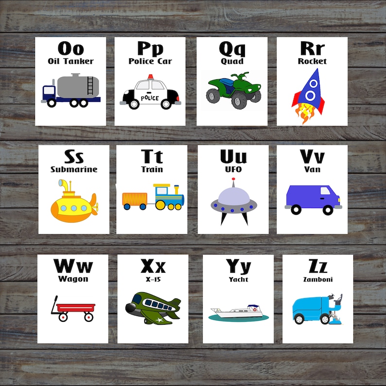 Flash Cards, Transportation, Alphabet Cards, Learning Toys, Educational ...