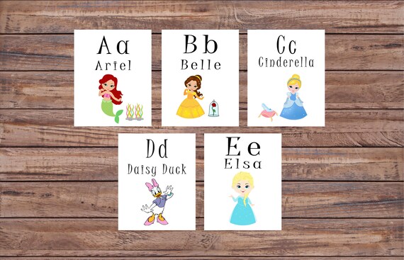Disney Princess Alphabet Flash Cards