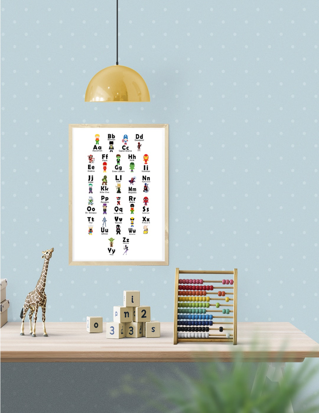 Superhero, Printable Poster, Alphabet Poster, Nursery Decor, Digital ...