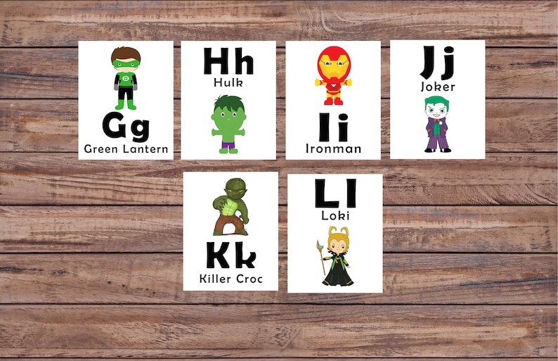 Flash Cards, Superhero, Alphabet Cards, Learning Toys, Educational Toys ...