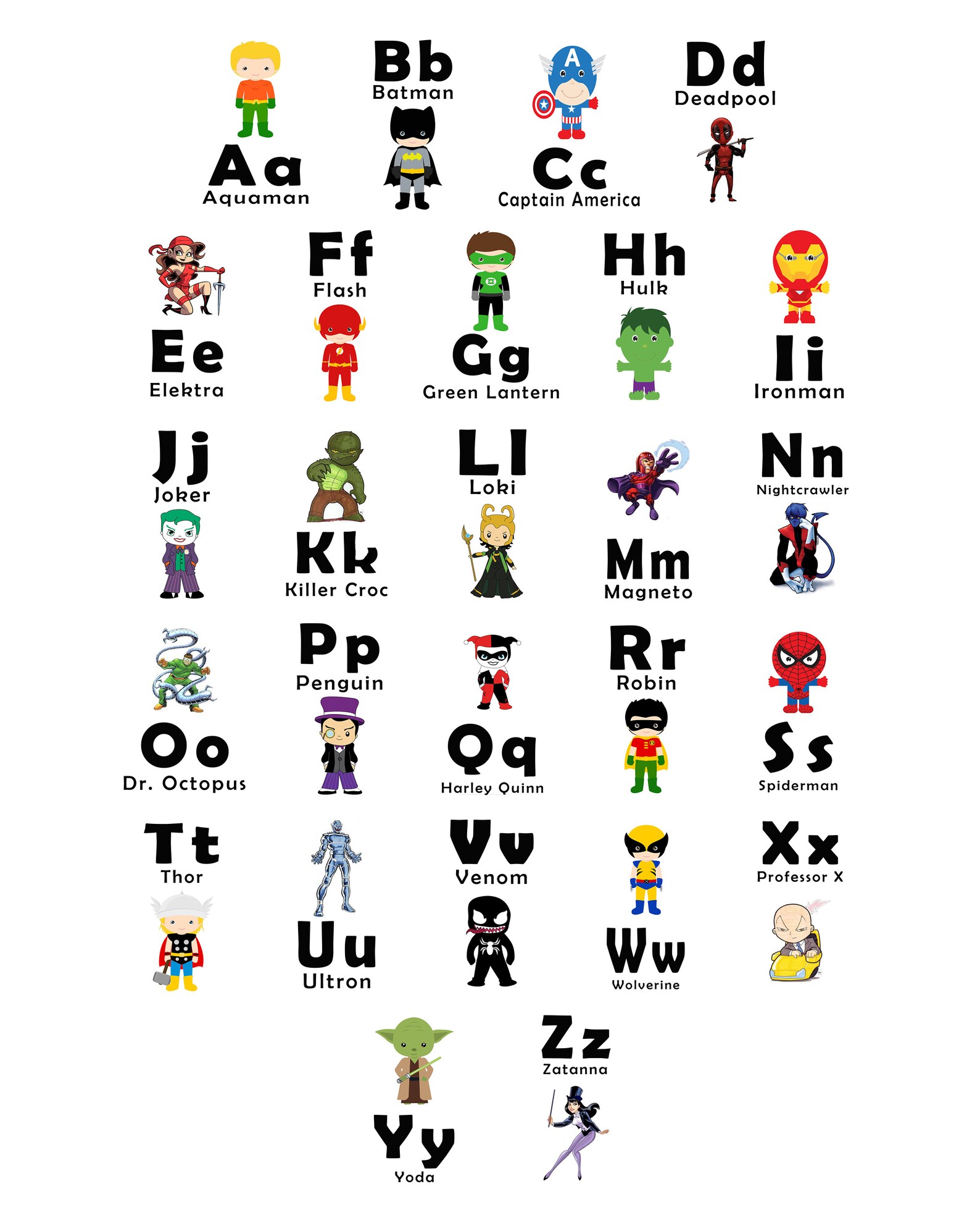 Superhero, Printable Poster, Alphabet Poster, Nursery Decor, Digital ...