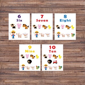 Printable Preschool Flash Cards, Farm Animals Learning Numbers ...