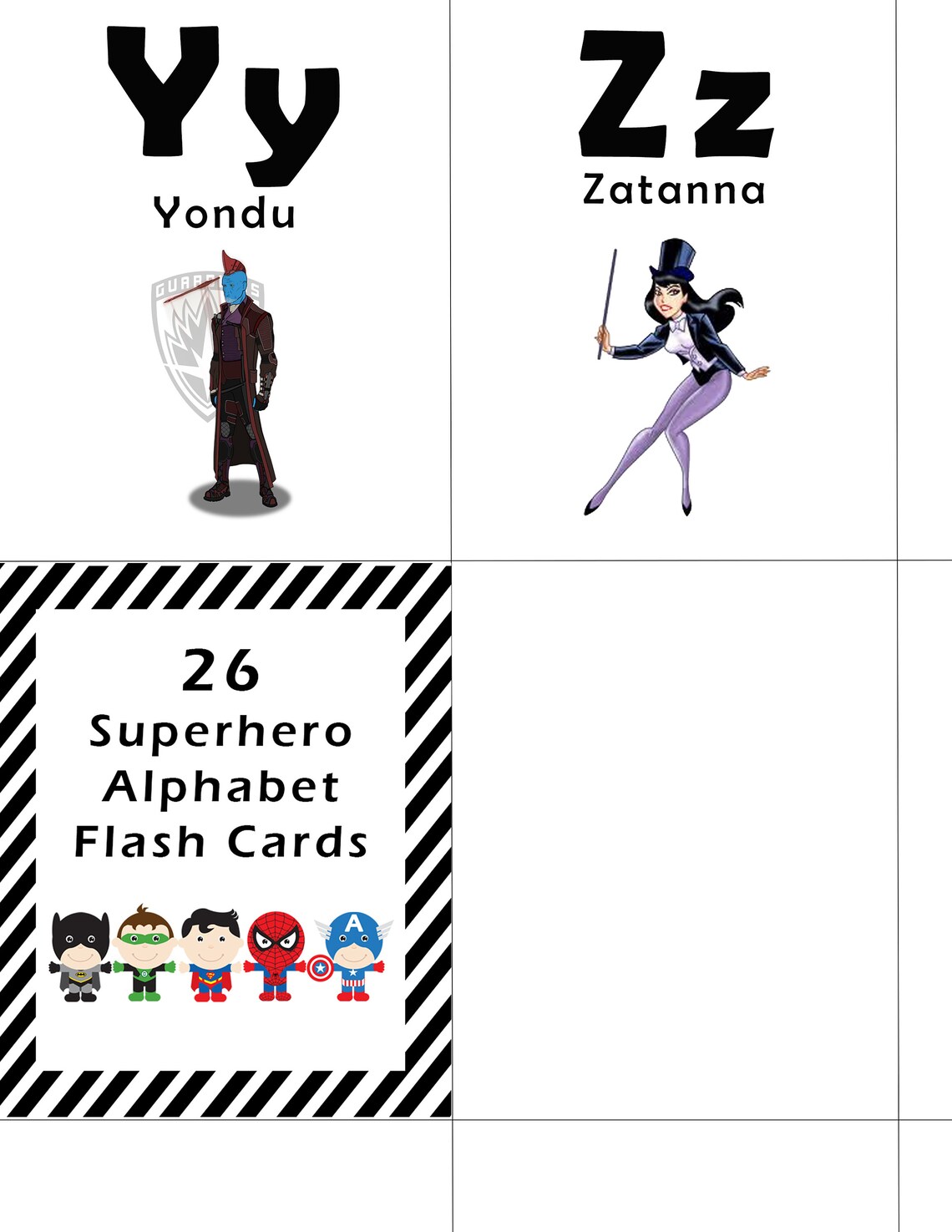ABC Printable Flash Cards, Learning Toys, Superhero, Printable Alphabet ...