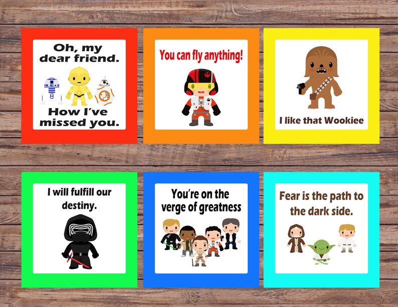 Lunch Box, Back to School, Lunch Box Notes, Printable, Star Wars ...