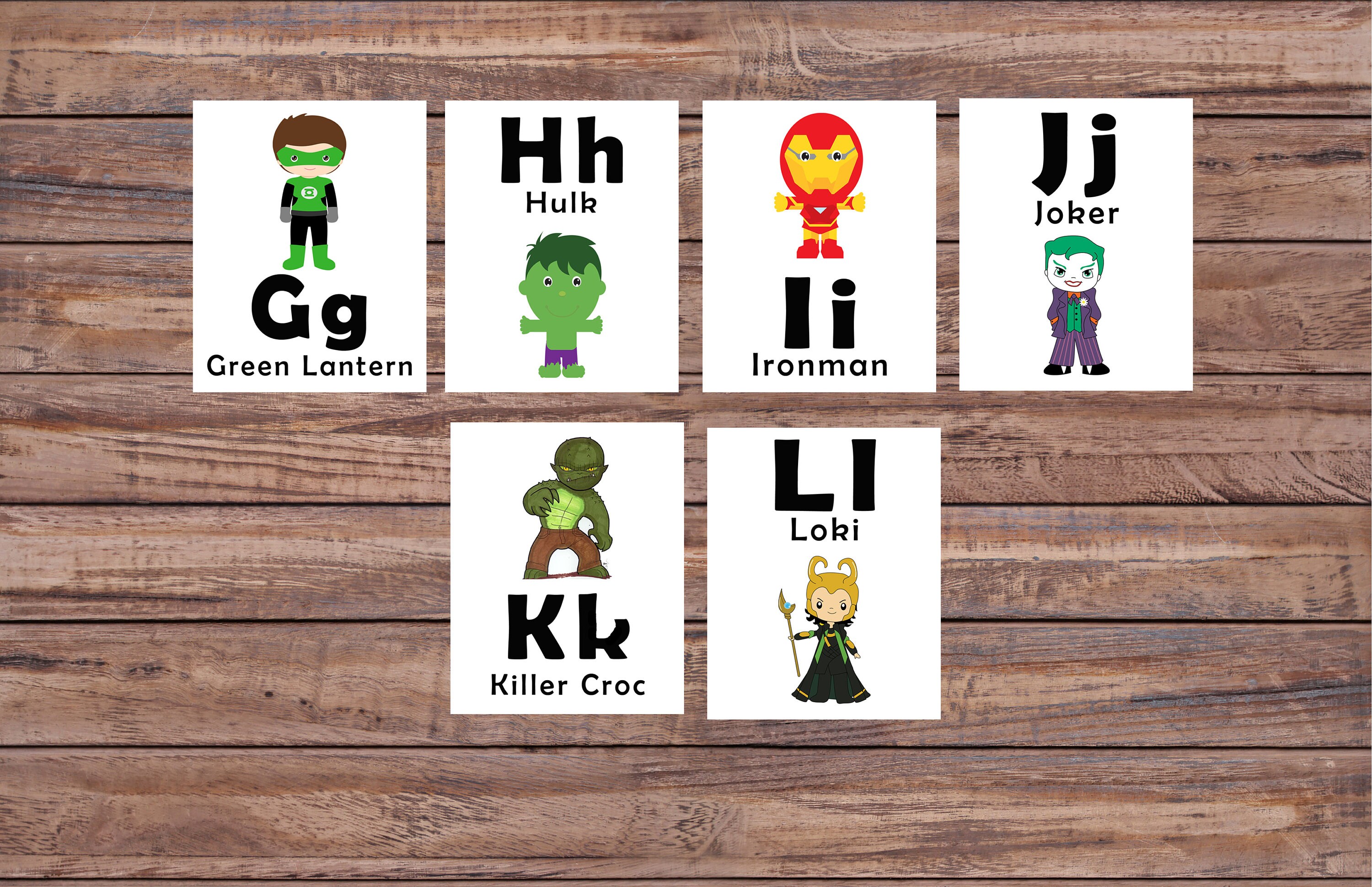 ABC Printable Flash Cards, Learning Toys, Superhero, Printable Alphabet ...