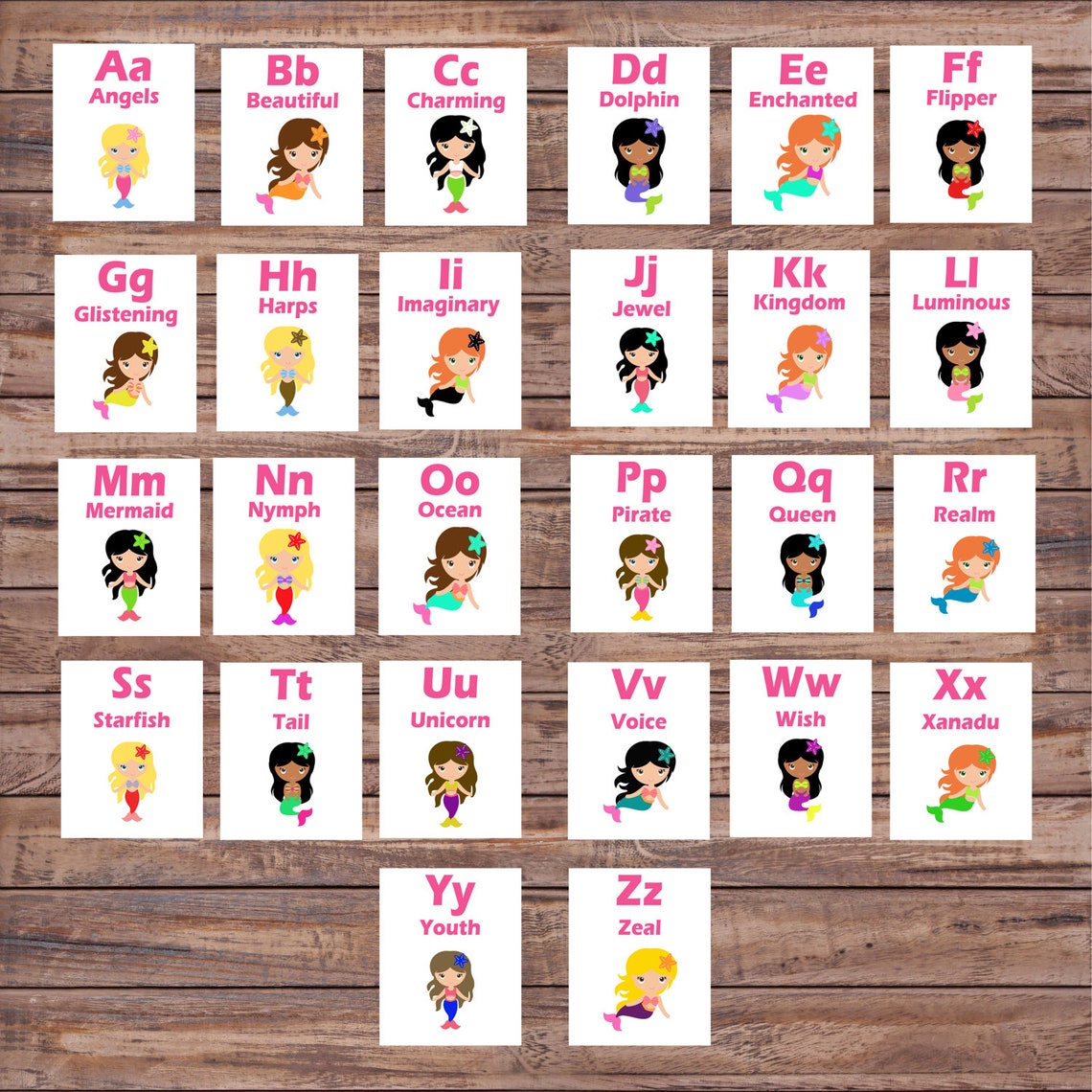 Flash Cards, Mermaids, Alphabet Cards, Learning Toys, Educational Toys ...