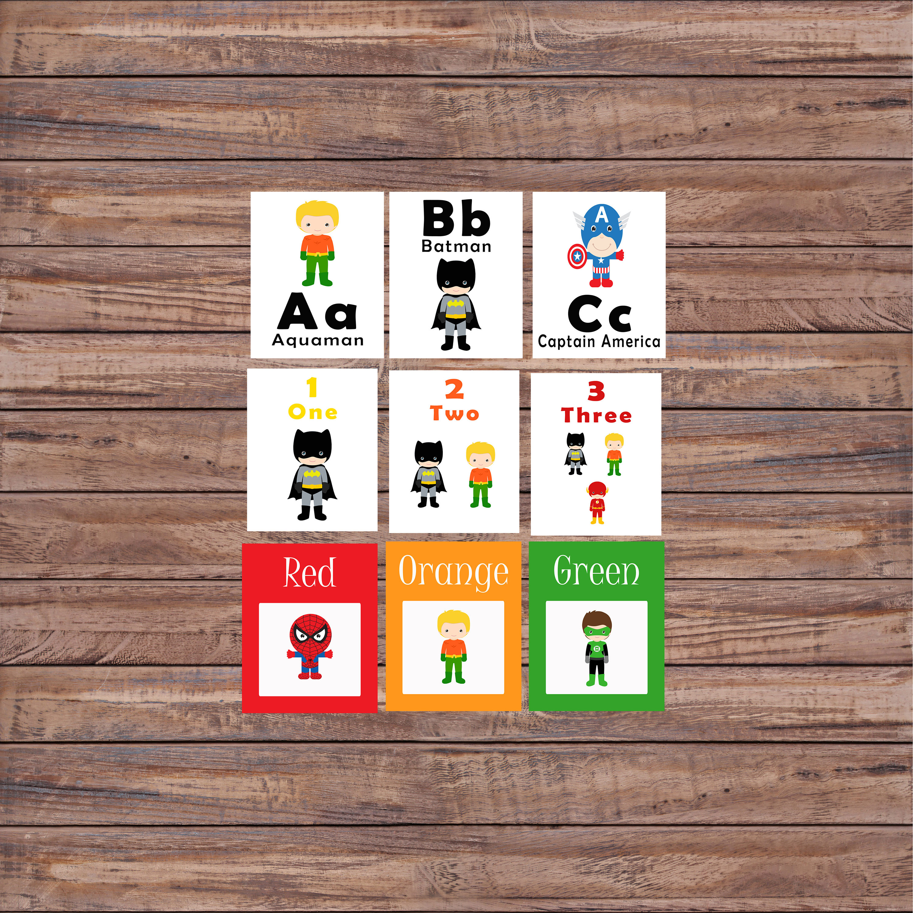ABC Printable Flash Cards Learning Toys Superhero Printable - Etsy ...