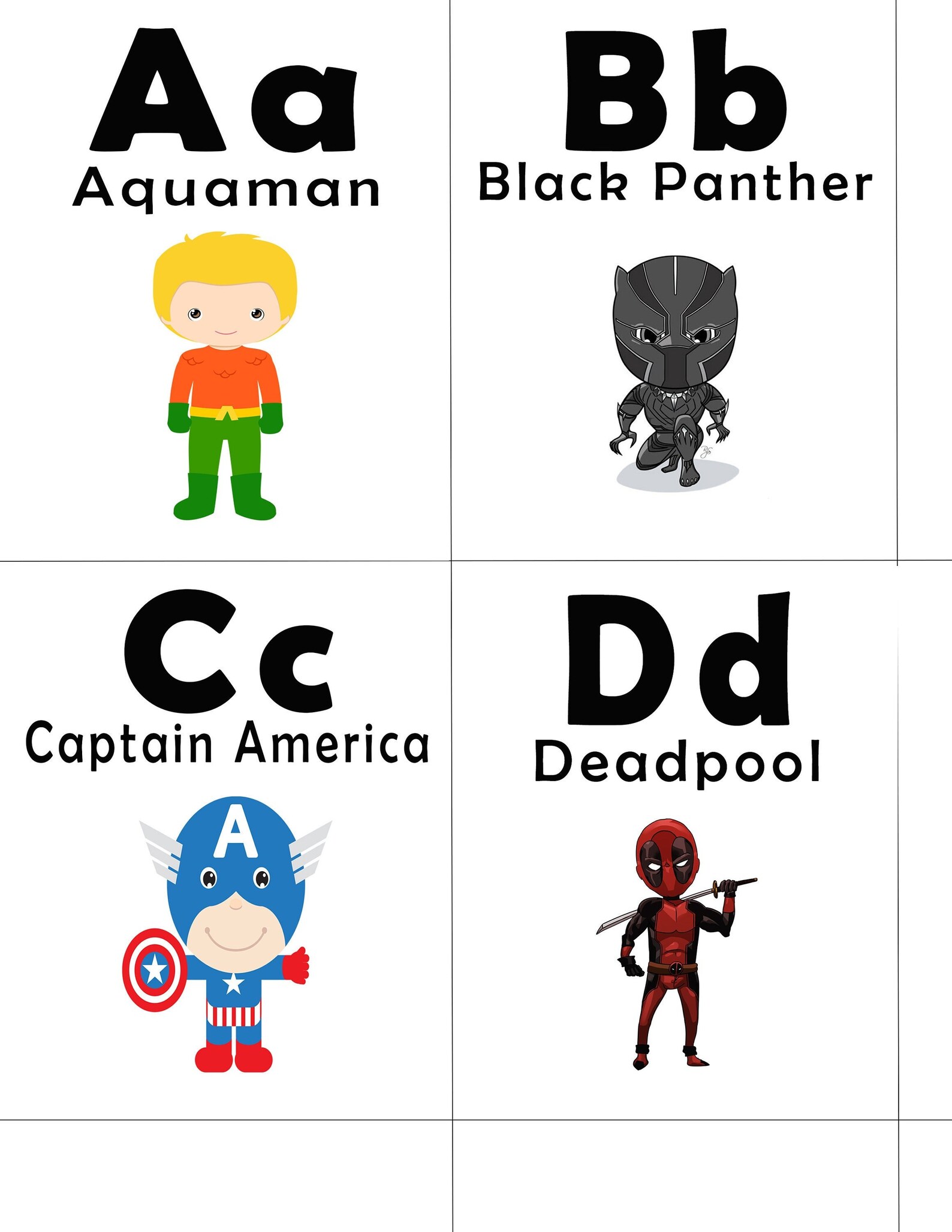 ABC Printable Flash Cards, Learning Toys, Superhero, Printable Alphabet ...