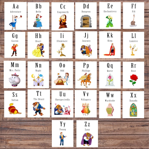 Disney Princess Alphabet Flash Cards