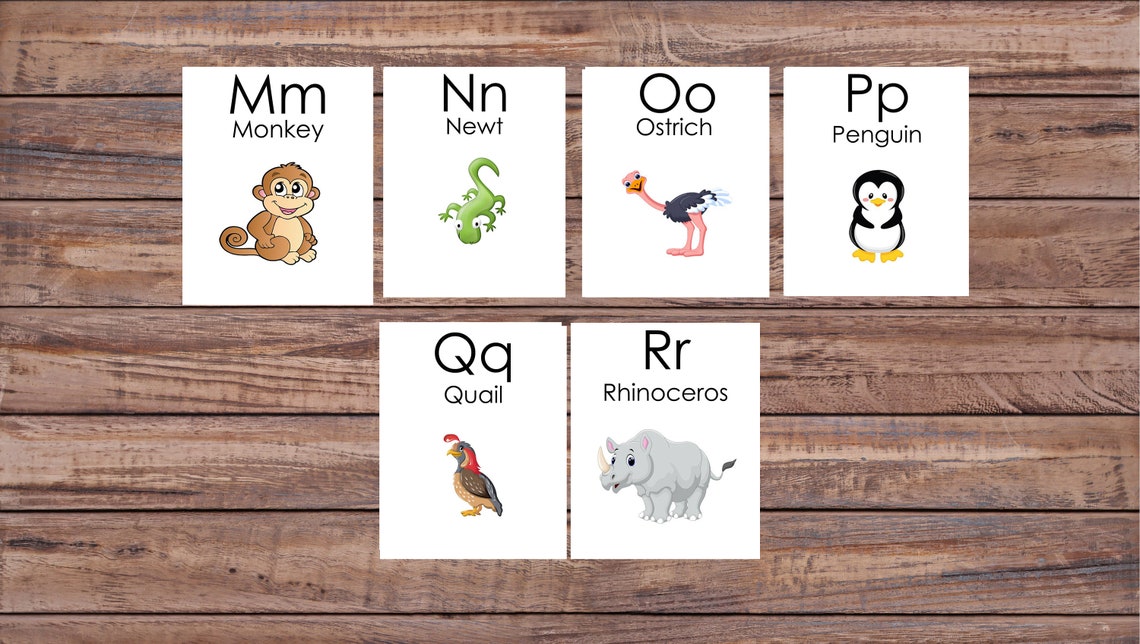 Jungle Animal Alphabet Flash Cards, Zoo Animals Learning Toys ...