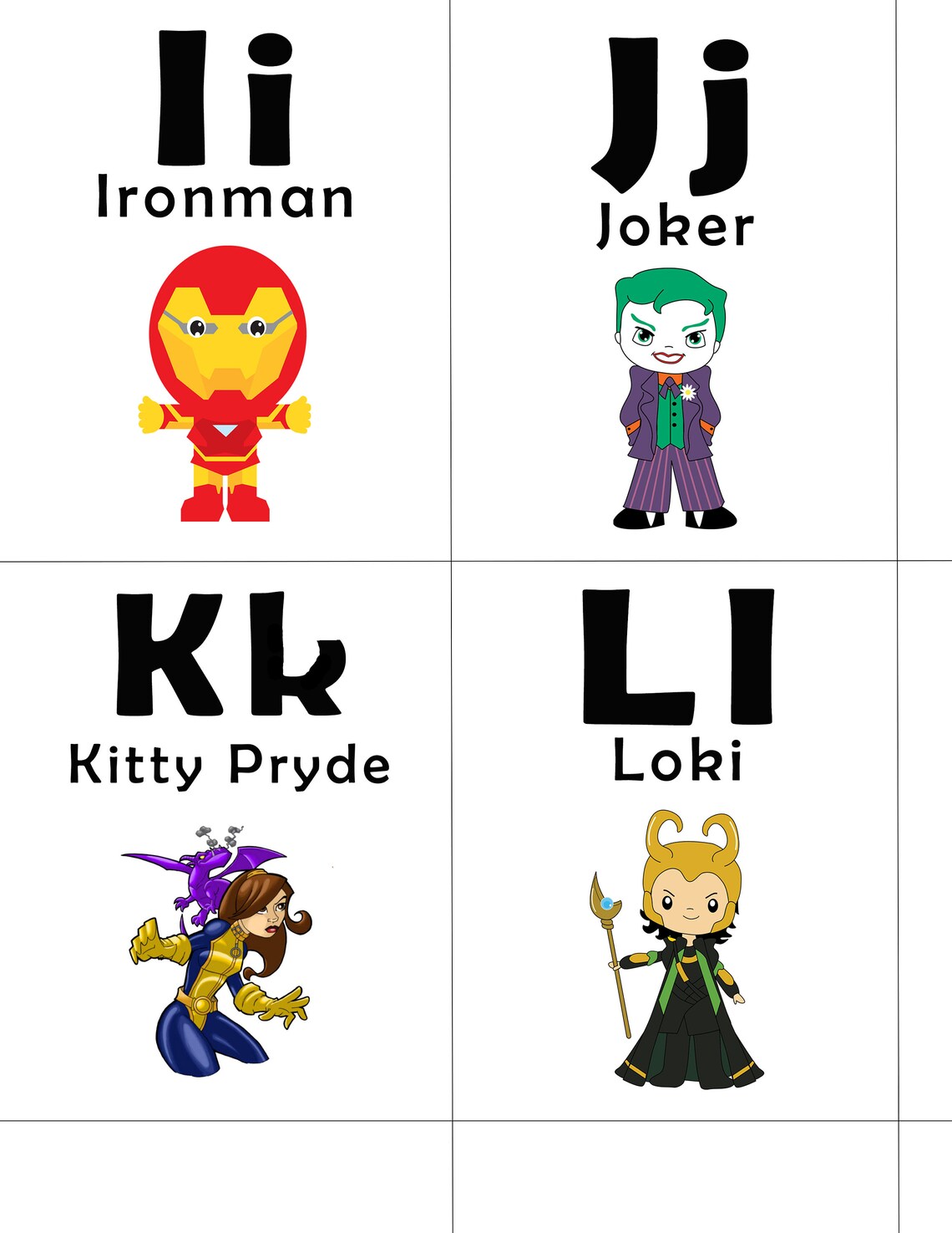 ABC Printable Flash Cards, Learning Toys, Superhero, Printable Alphabet ...