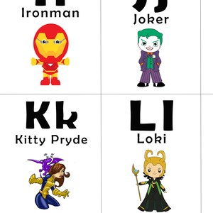 ABC Printable Flash Cards, Learning Toys, Superhero, Printable Alphabet ...