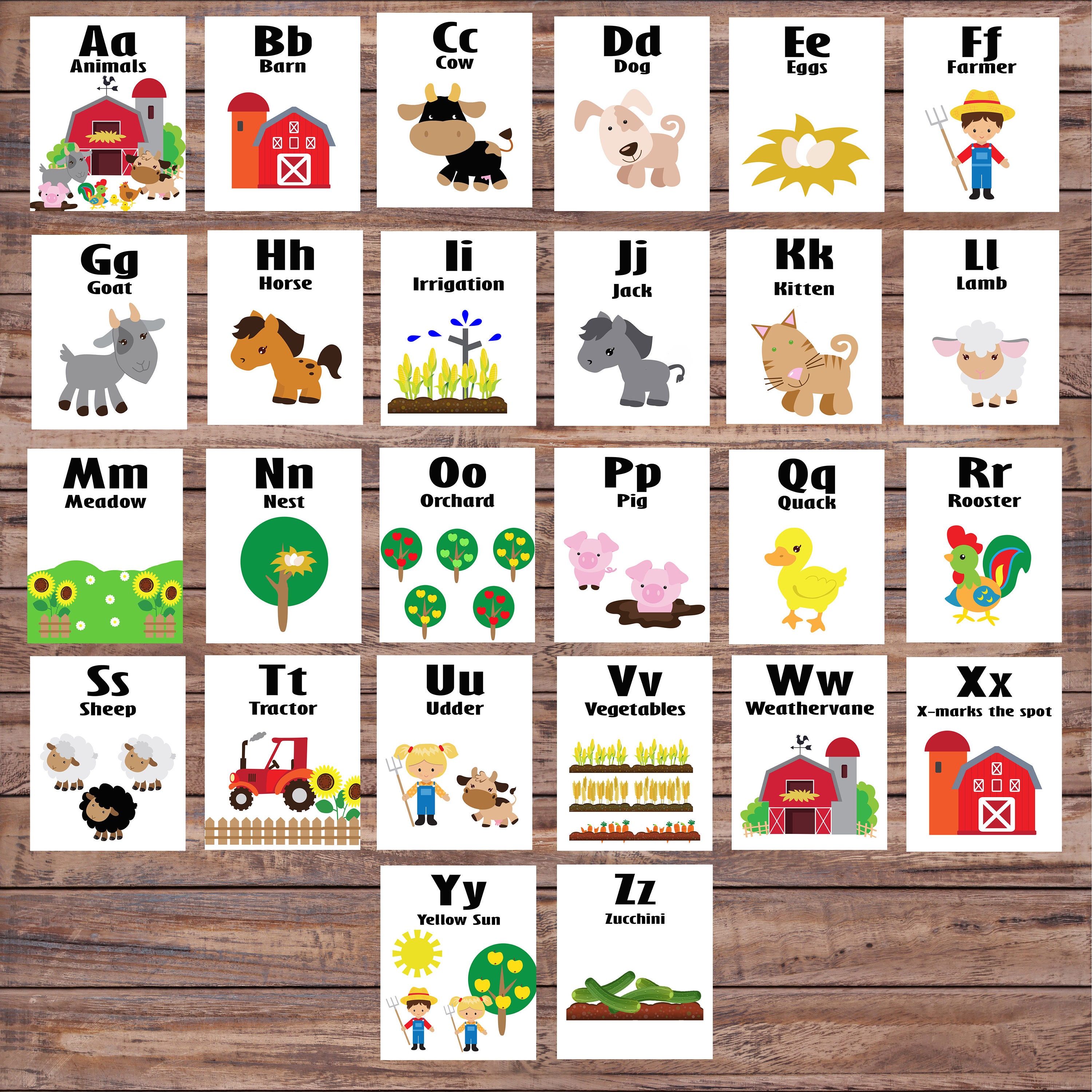Farm Animals, Educational Toys, Learning Toys, Printable Flash Cards ...