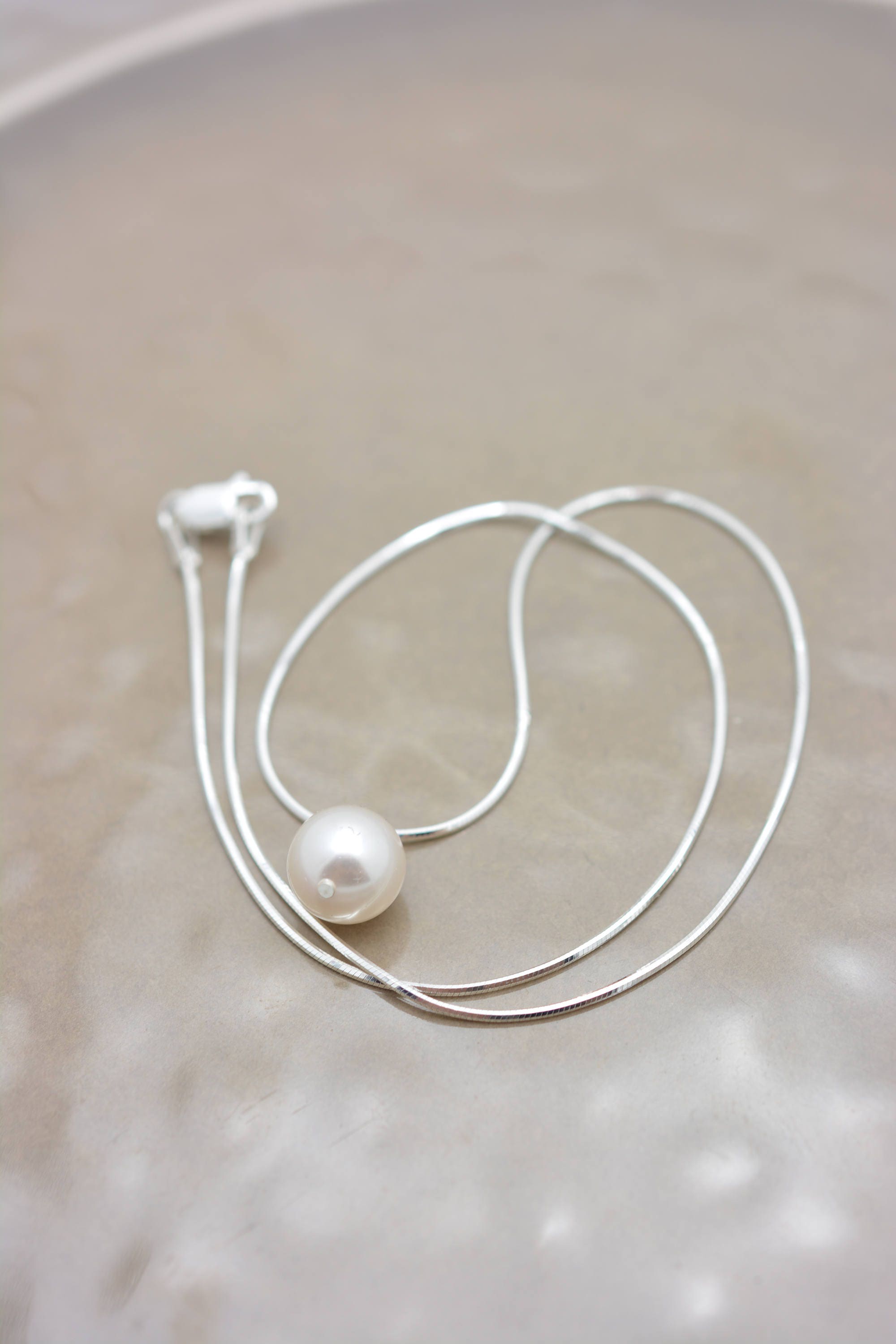 One Pearl Necklace Single Pearl Pendant on Sterling Silver | Etsy