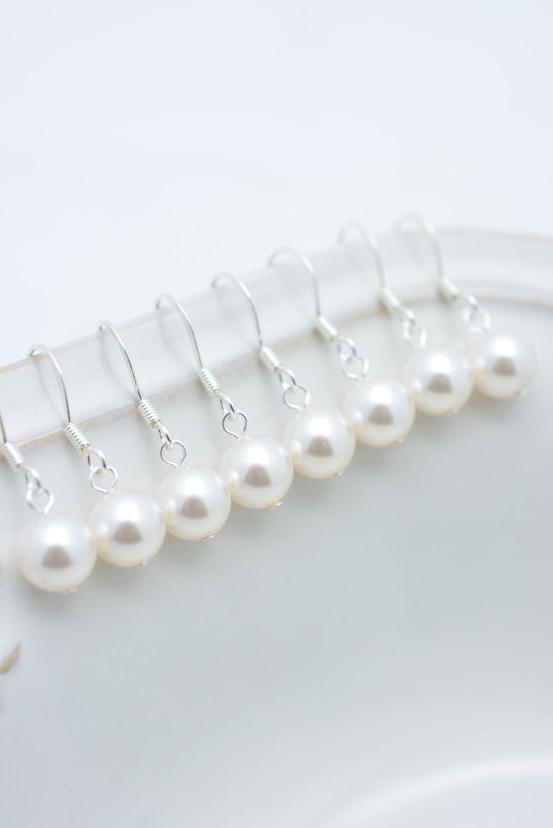 5 Pairs Simple Pearl Earrings, Pearl Drop Earrings, 5 Pairs Bridesmaid ...