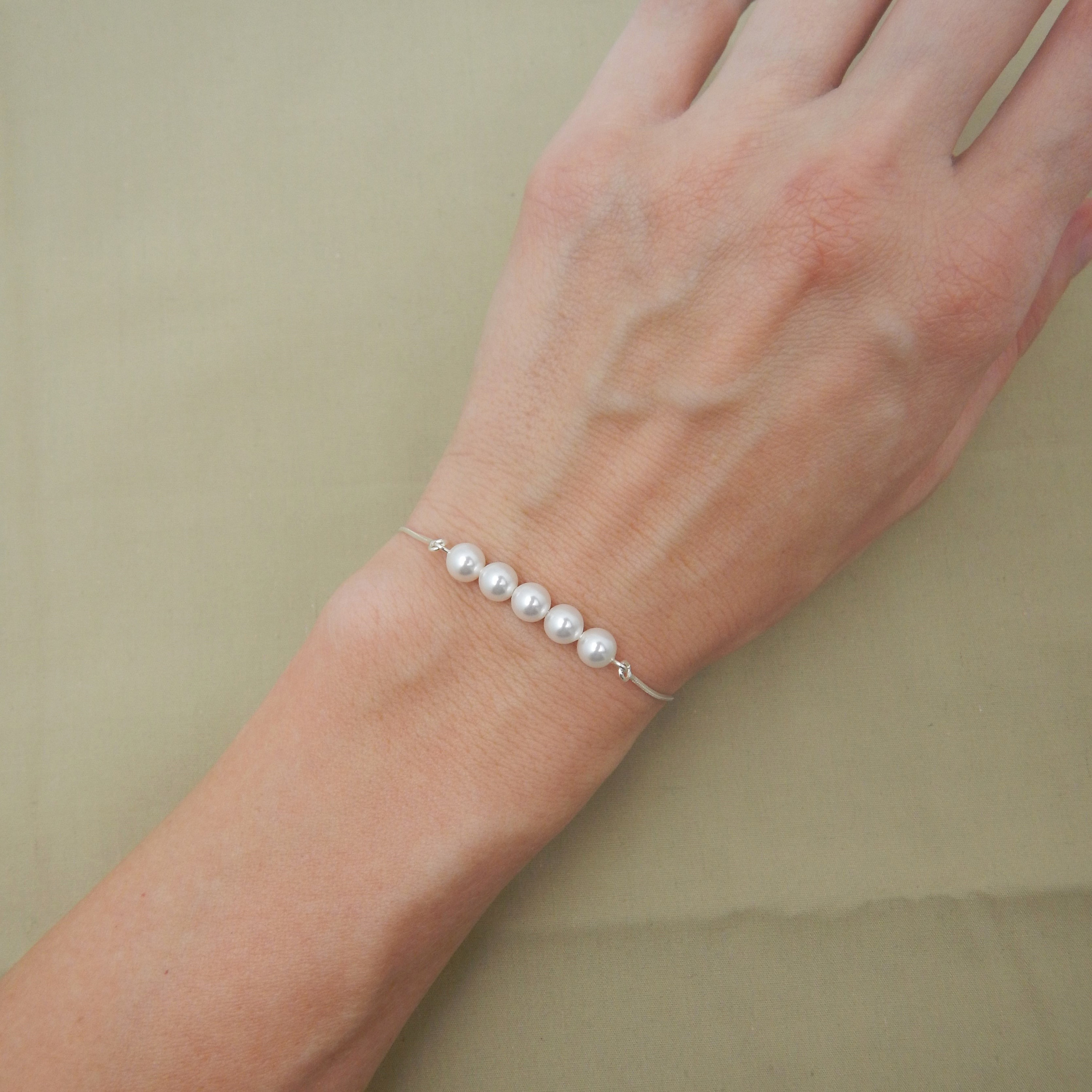 Sterling Silver Adjustable Pearl Bar Bracelet With Sliding - Etsy Canada