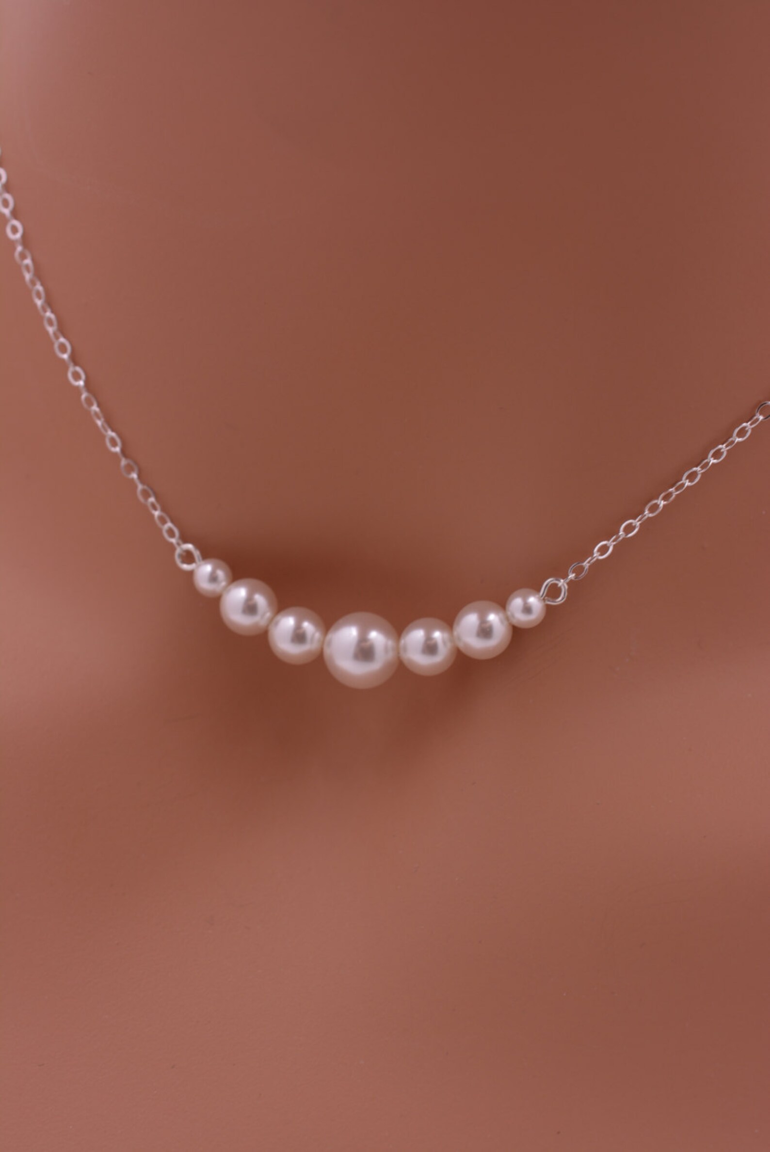 Set Of 6 Pearl Necklaces 6 Bridesmaid Pearl Necklaces 925 Etsy