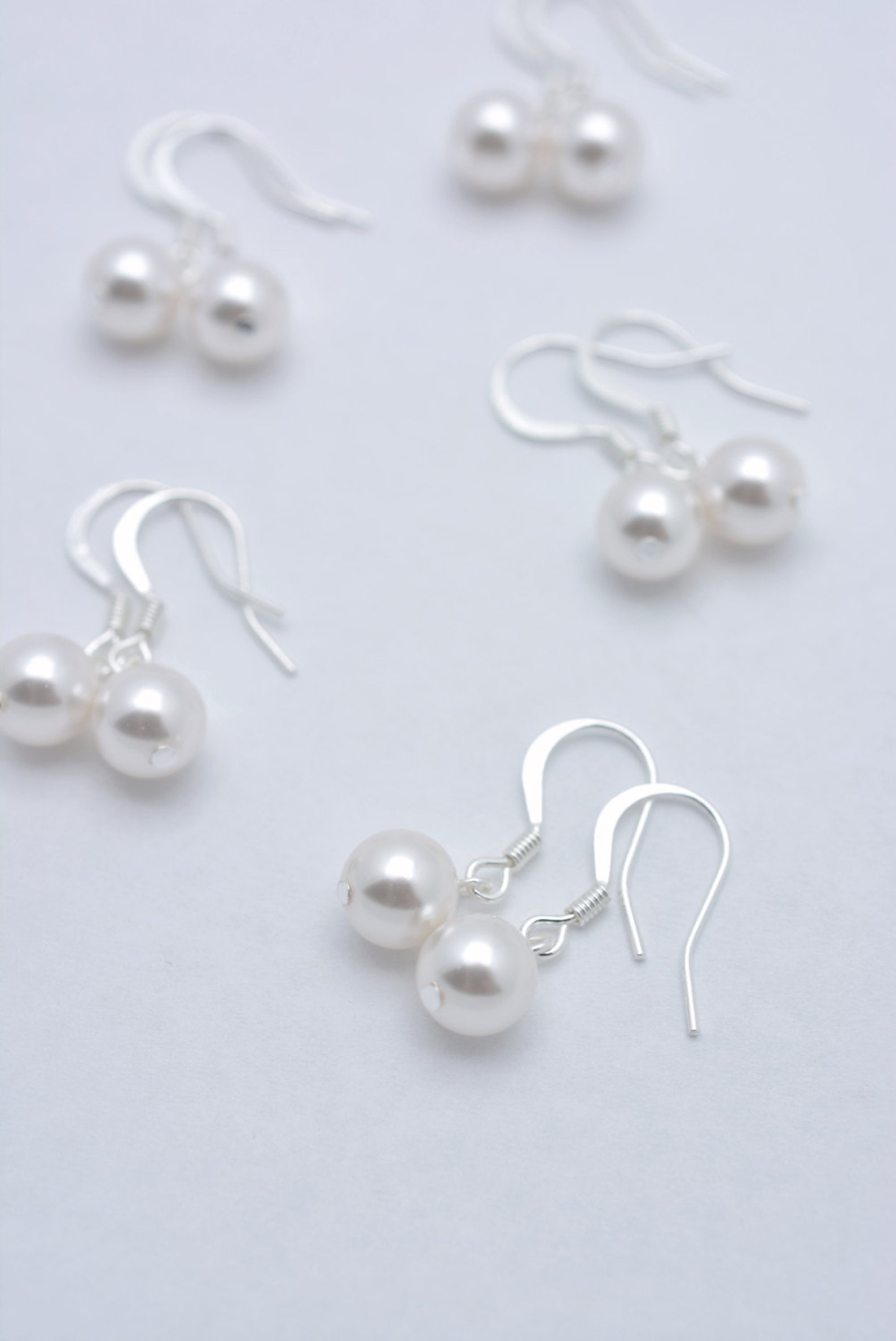 5 Pairs Simple Pearl Earrings, Pearl Drop Earrings, 5 Pairs Bridesmaid ...